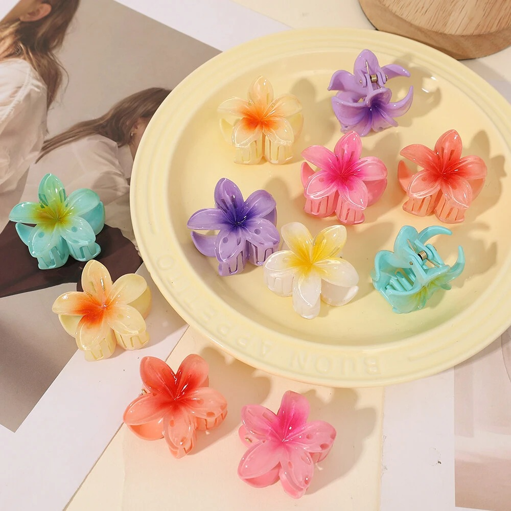 Colorful Lotus Flower Mini Claw Clips For Hair (2 pc) - Only 99 Shop